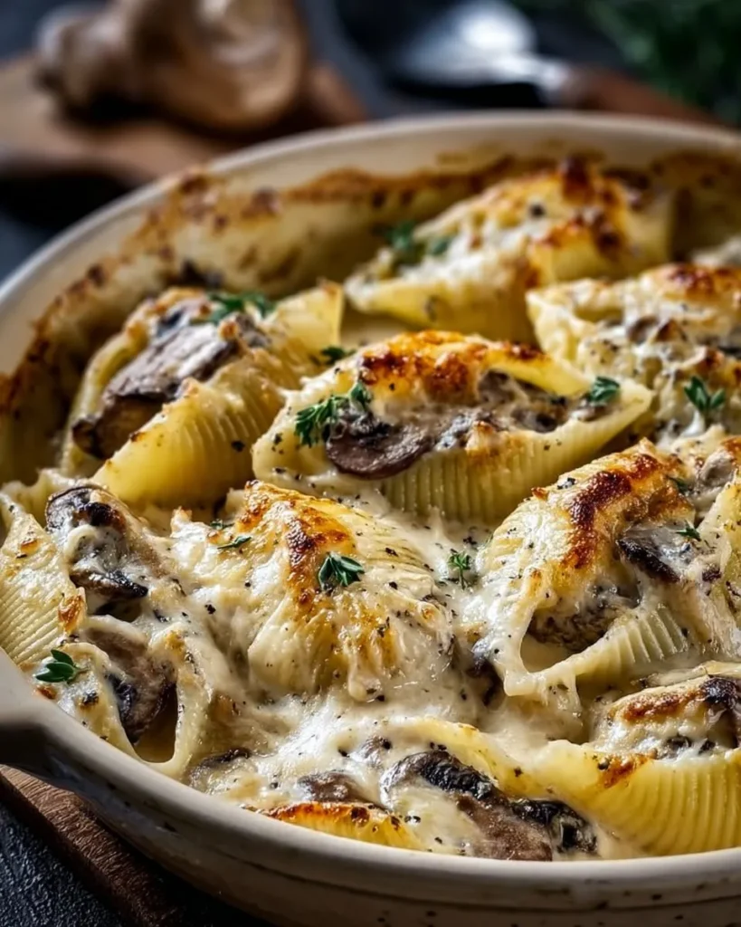 Creamy Garlic Mushroom Stuffed Shells
